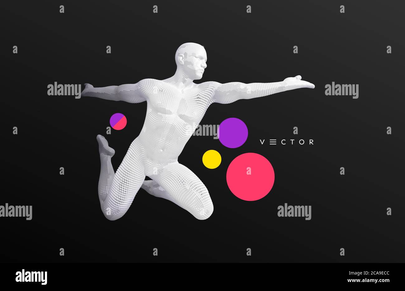 Gymnast or dancer. 3d model of man. Sport symbol. Design element ...