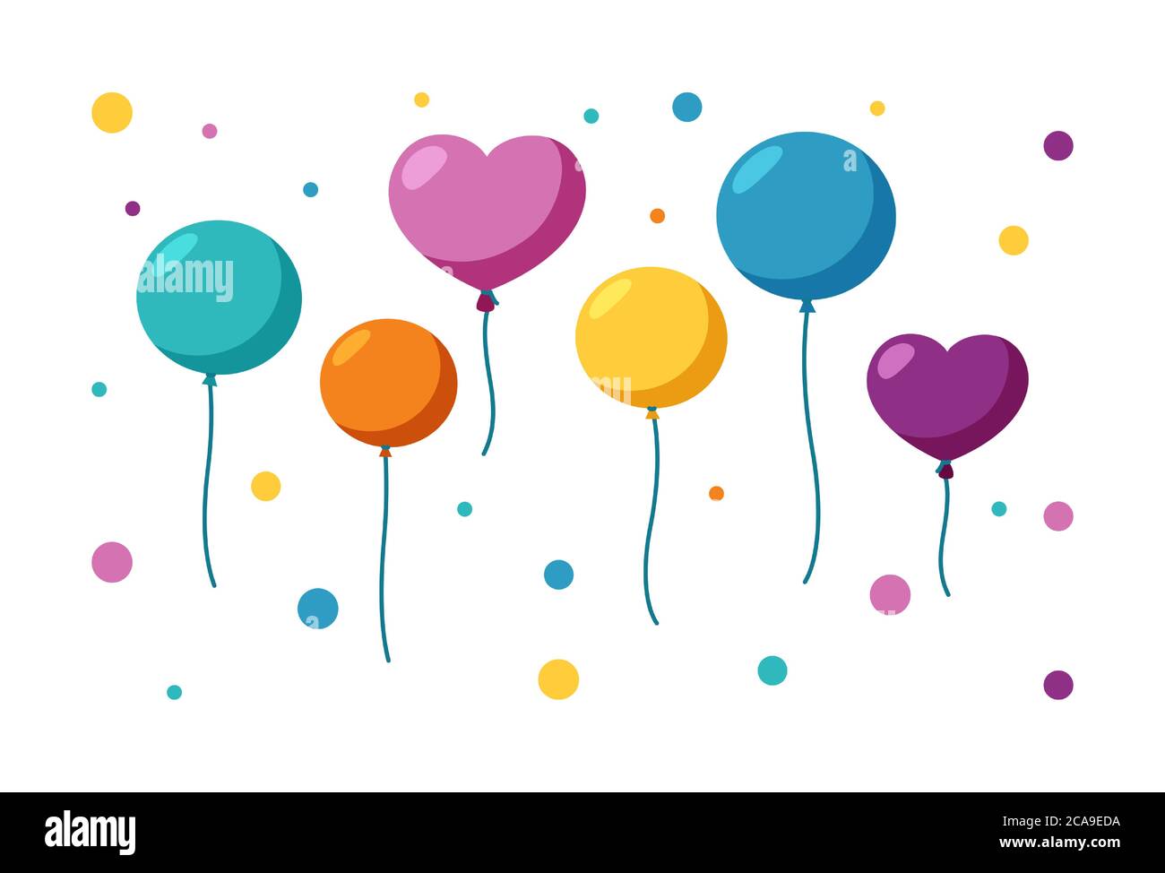 Colorful balloons of different sizes and forms. Set of balloons for a ...