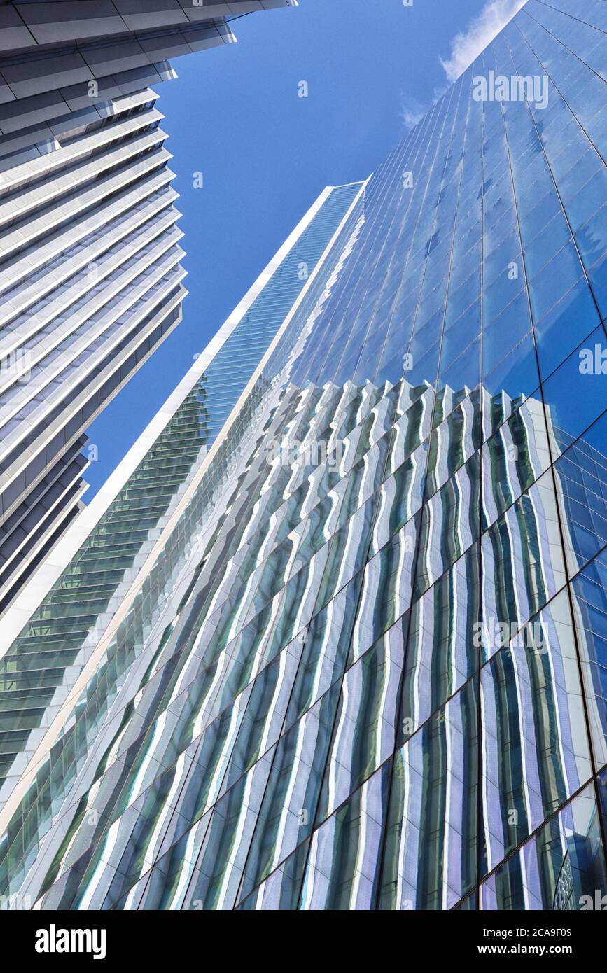 glass buildings in London, blue sky Stock Photo - Alamy
