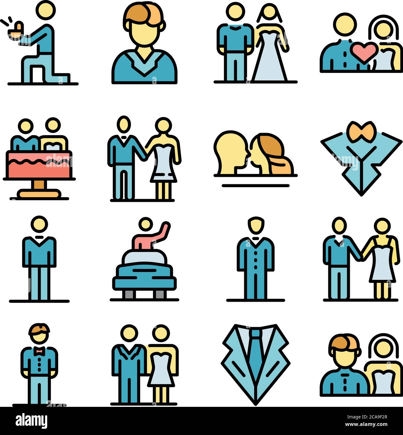 Groom icons set vector flat Stock Vector Image & Art - Alamy