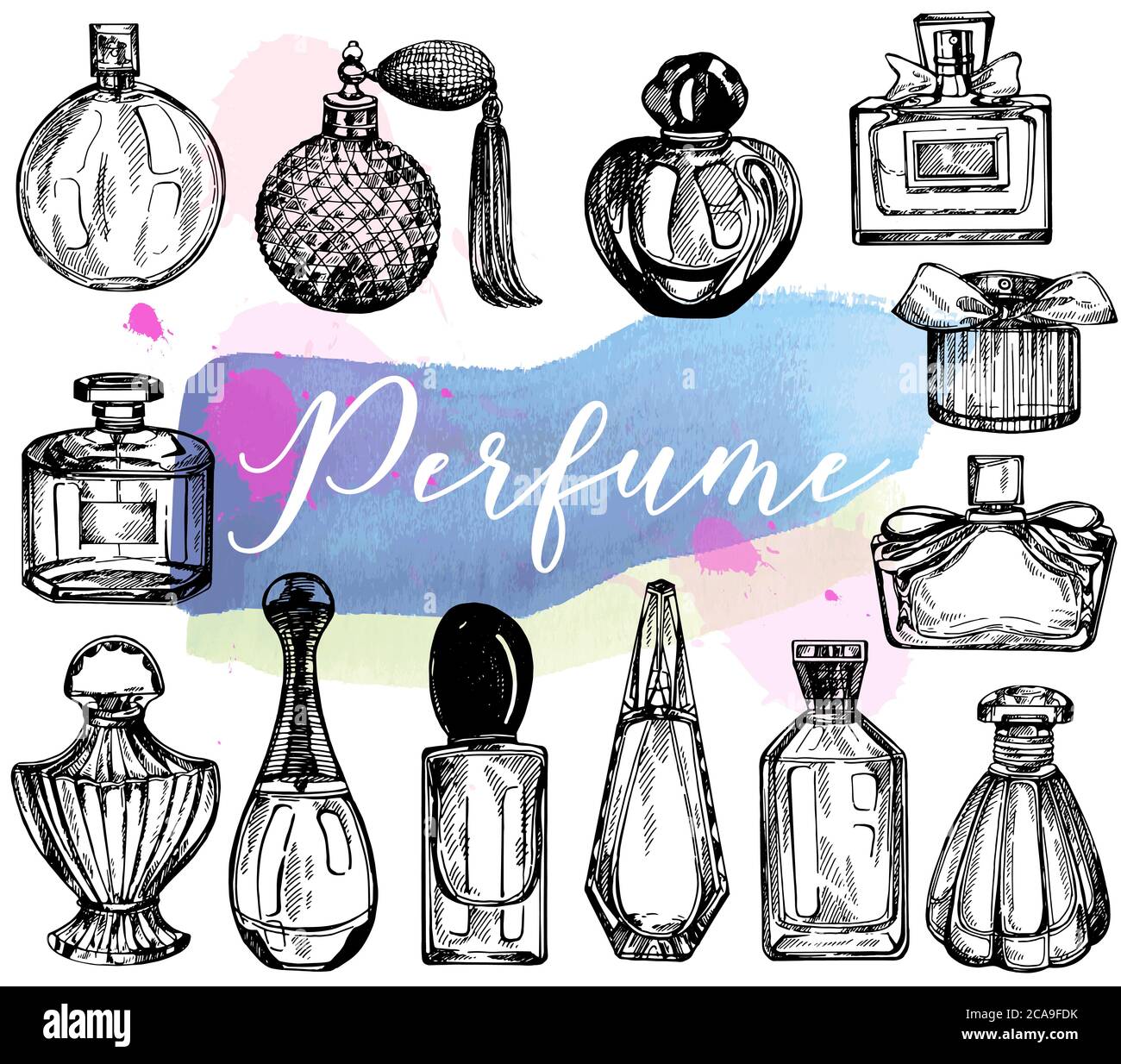 Vintage Perfume Bottle Drawing