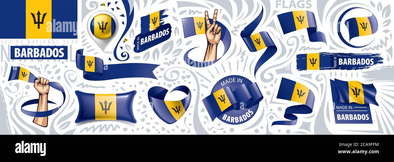 Vector set of the national flag of Barbados in various creative designs ...