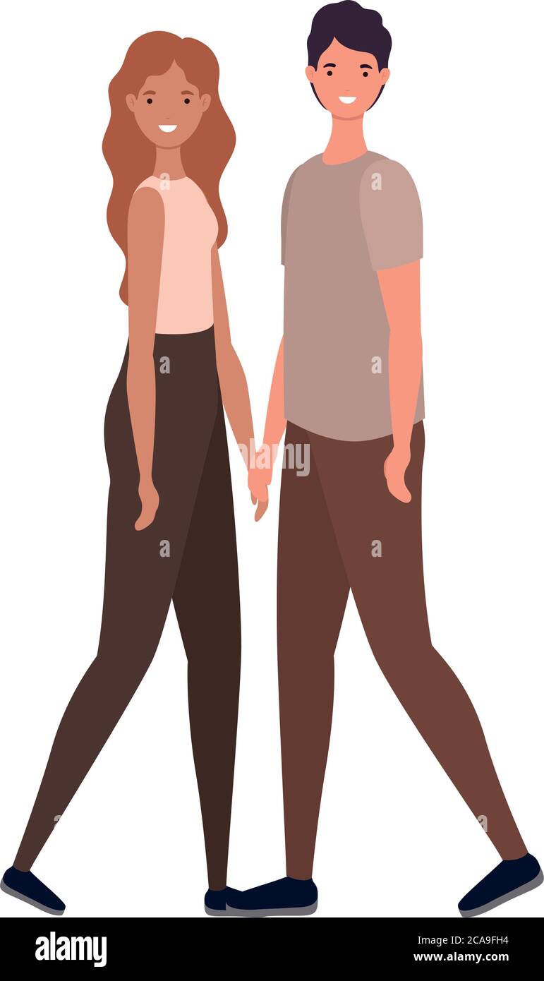couple of woman and man avatars cartoons design, Person people and ...