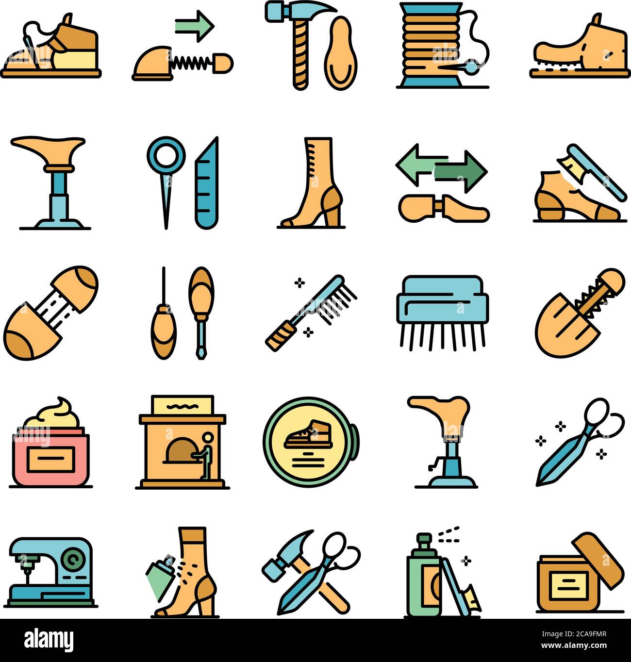 Shoe repair icons set vector flat Stock Vector Image & Art - Alamy