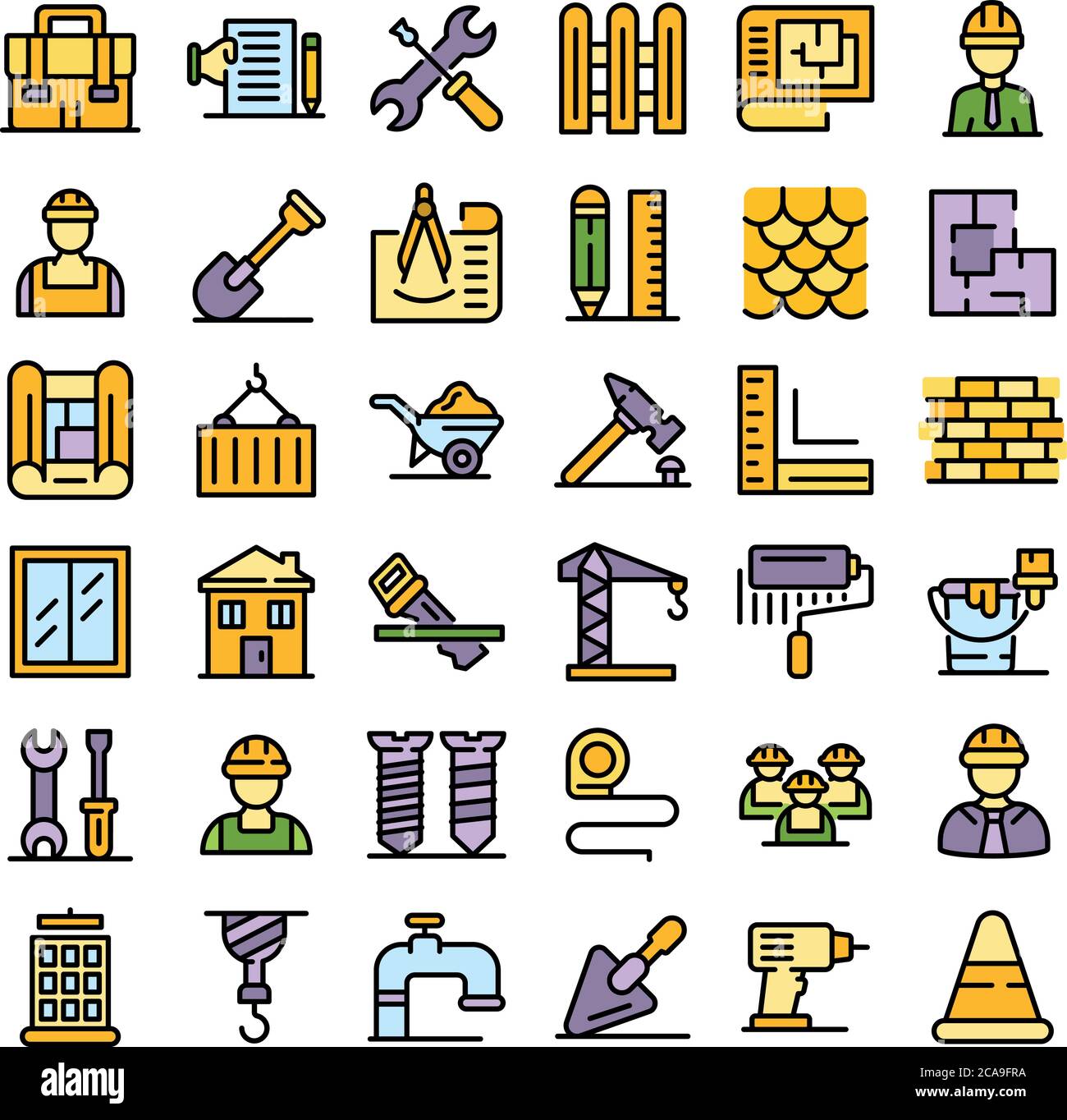Contractor icons set vector flat Stock Vector Image & Art - Alamy
