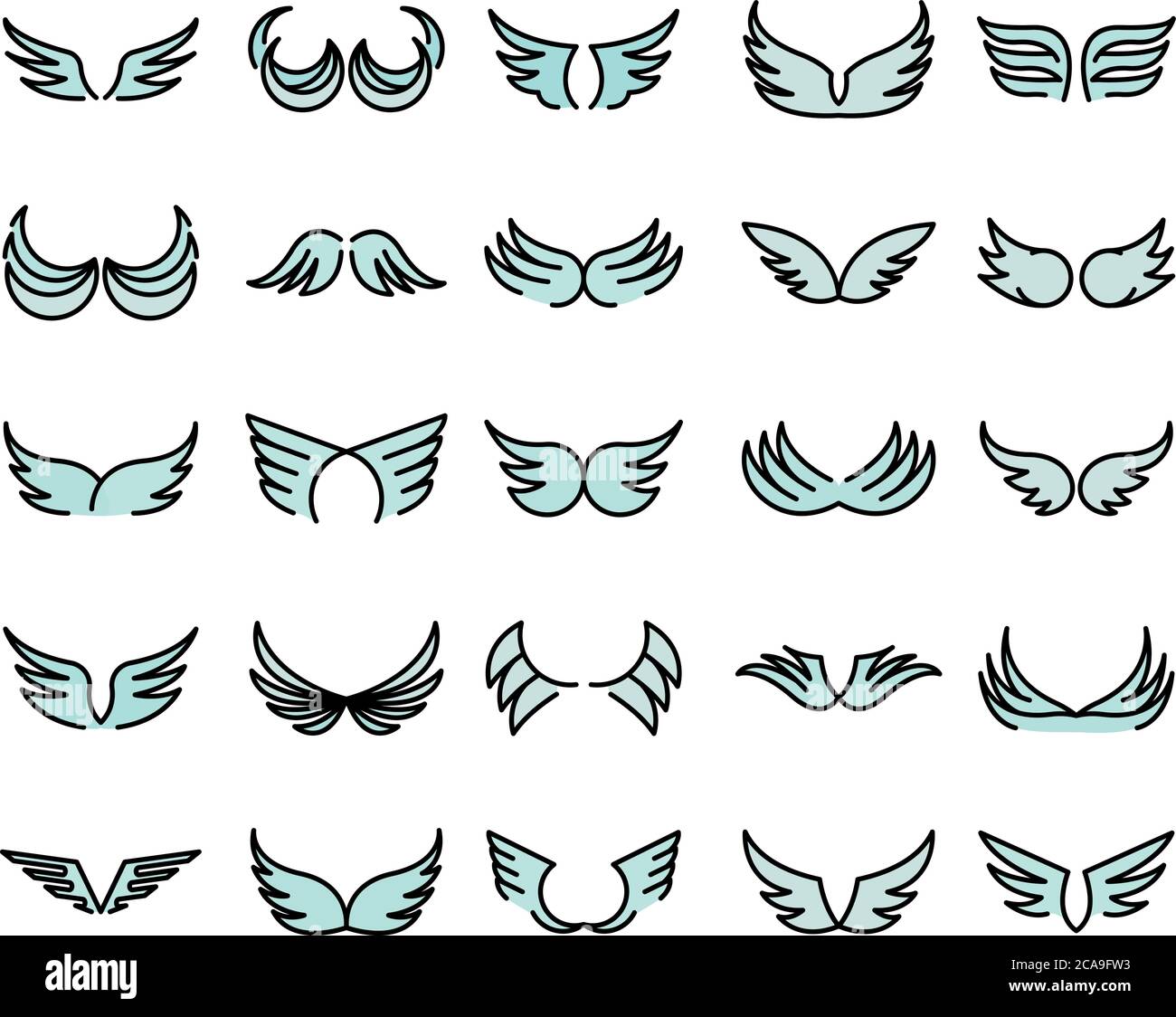 Wings icons set vector flat Stock Vector Image & Art - Alamy