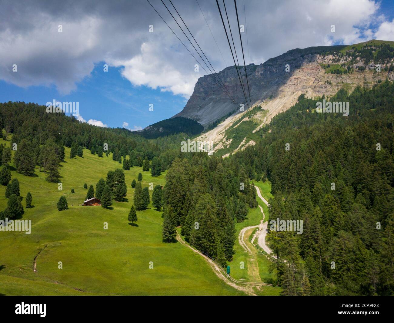View from cable car to Seceda mountain in summer Stock Photo - Alamy