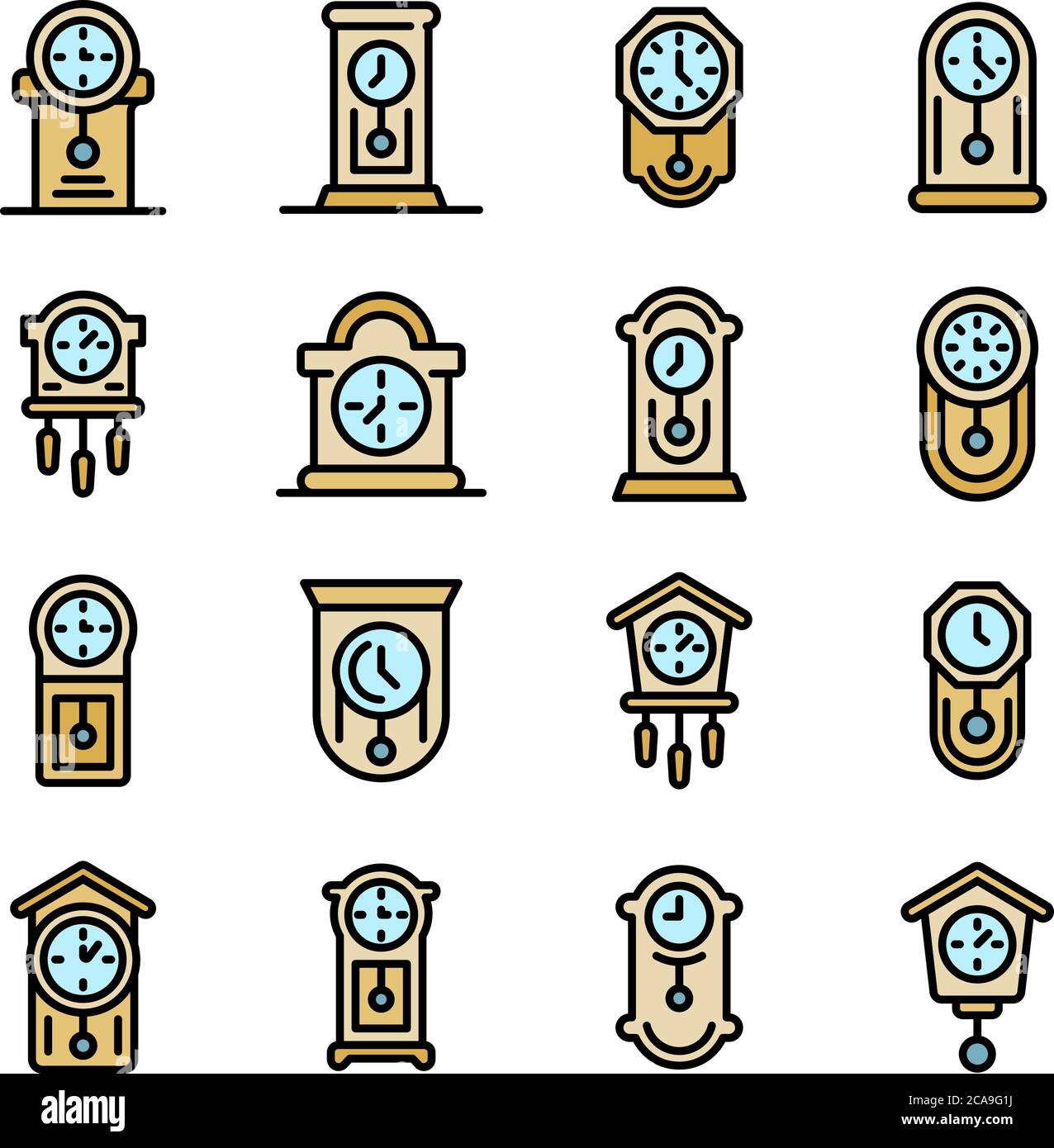 Pendulum clock icons set vector flat Stock Vector Image & Art - Alamy