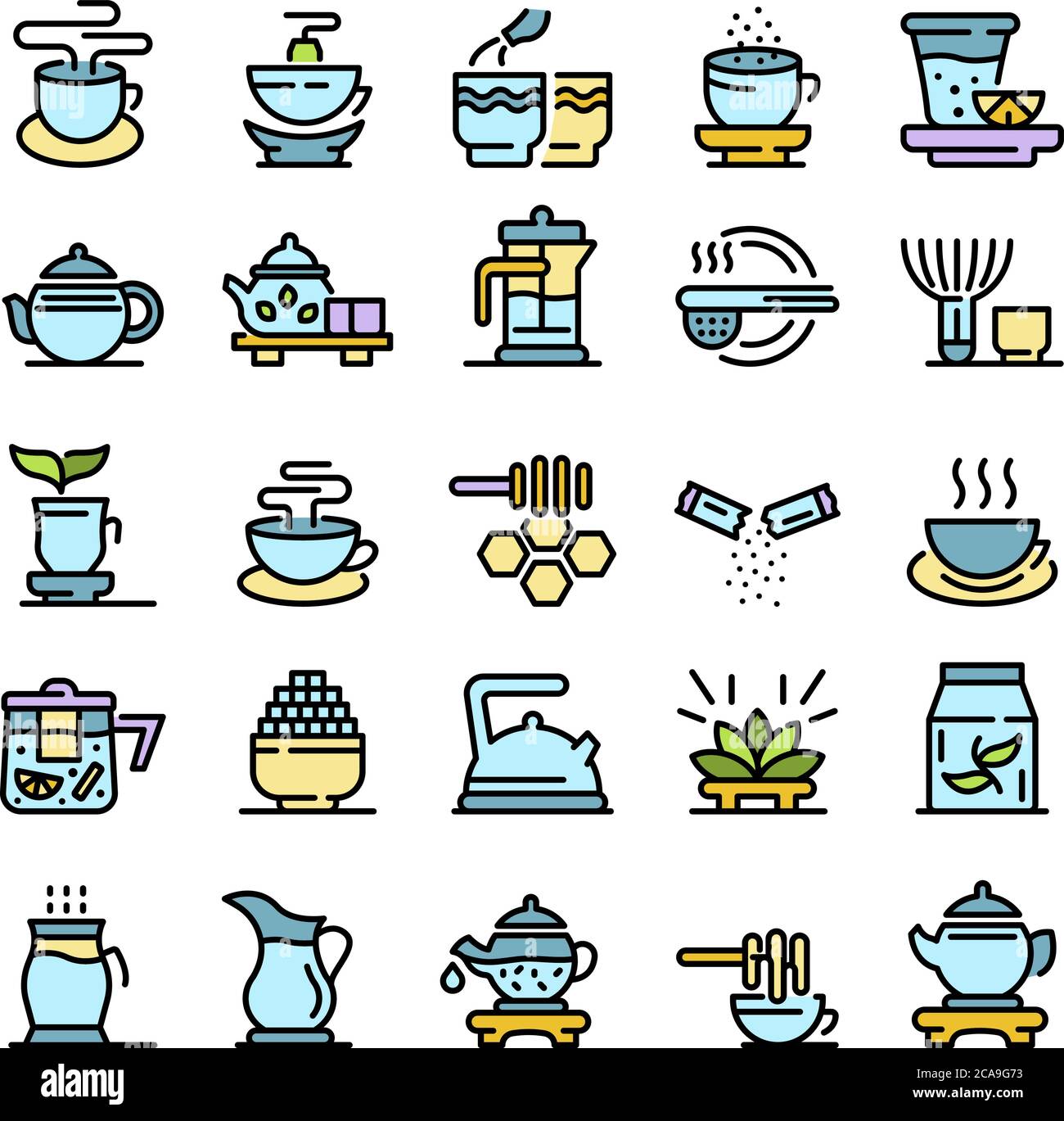 Tea ceremony icons set vector flat Stock Vector Image & Art - Alamy