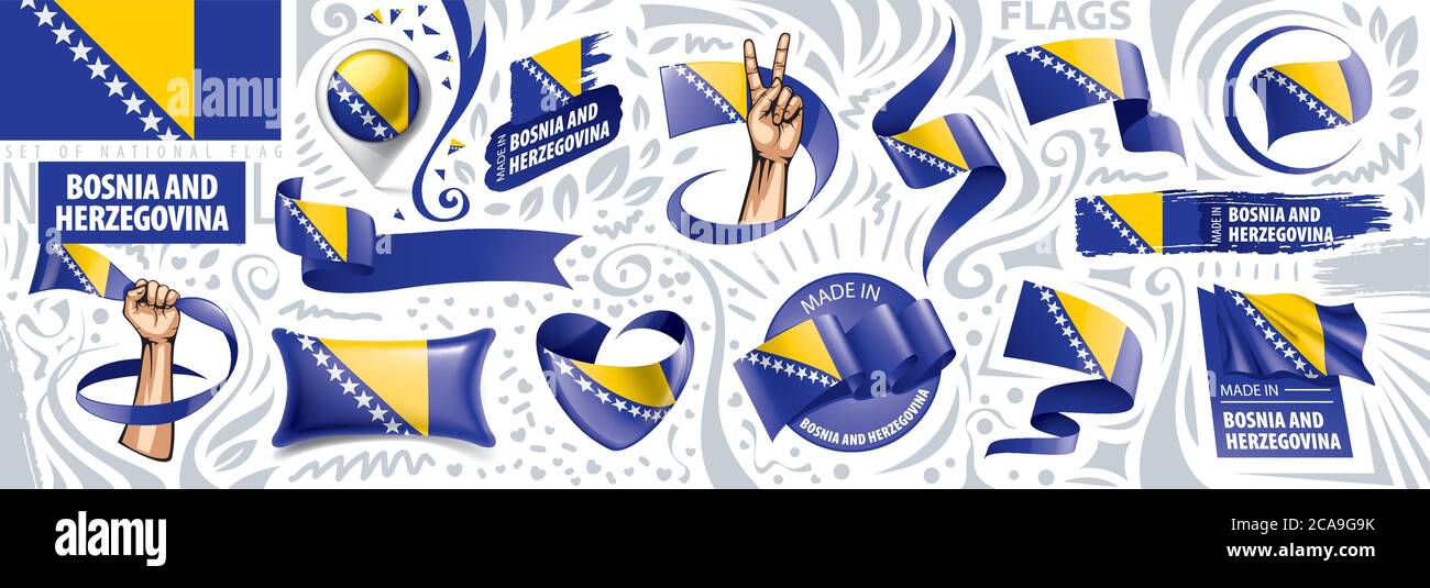 Vector set of the national flag of Bosnia and Herzegovina Stock Vector ...