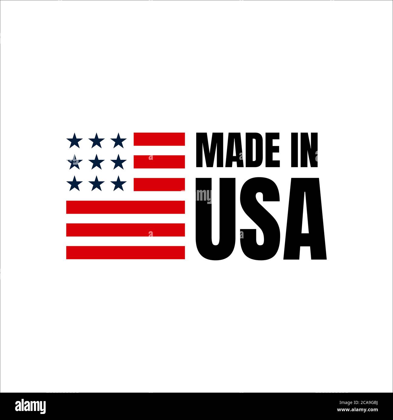 made in USA sign logo american flag US icon vector with red blue star ...