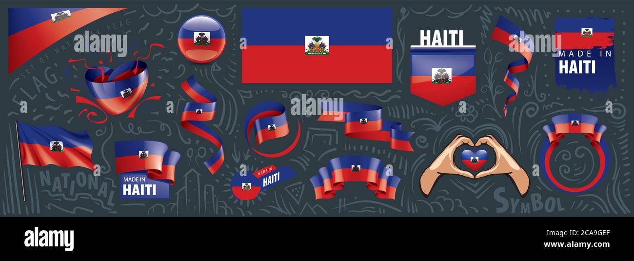 Vector set of the national flag of Haiti in various creative designs ...