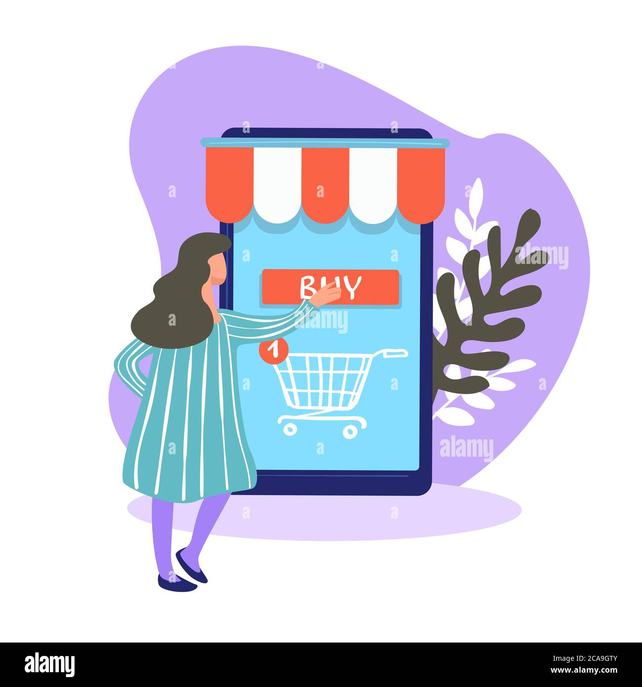 Female character buying products and items online vector Stock Vector ...