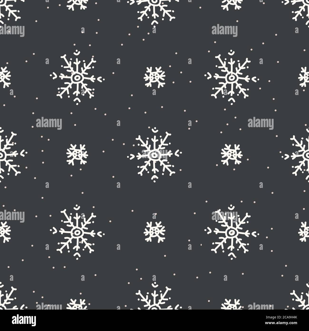 Seamless xmas snowflake holiday background. Simple snow monochrome ...