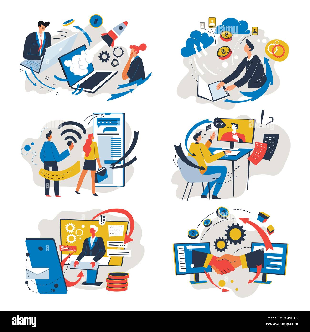 Online communication wit partners, business and interaction vector ...