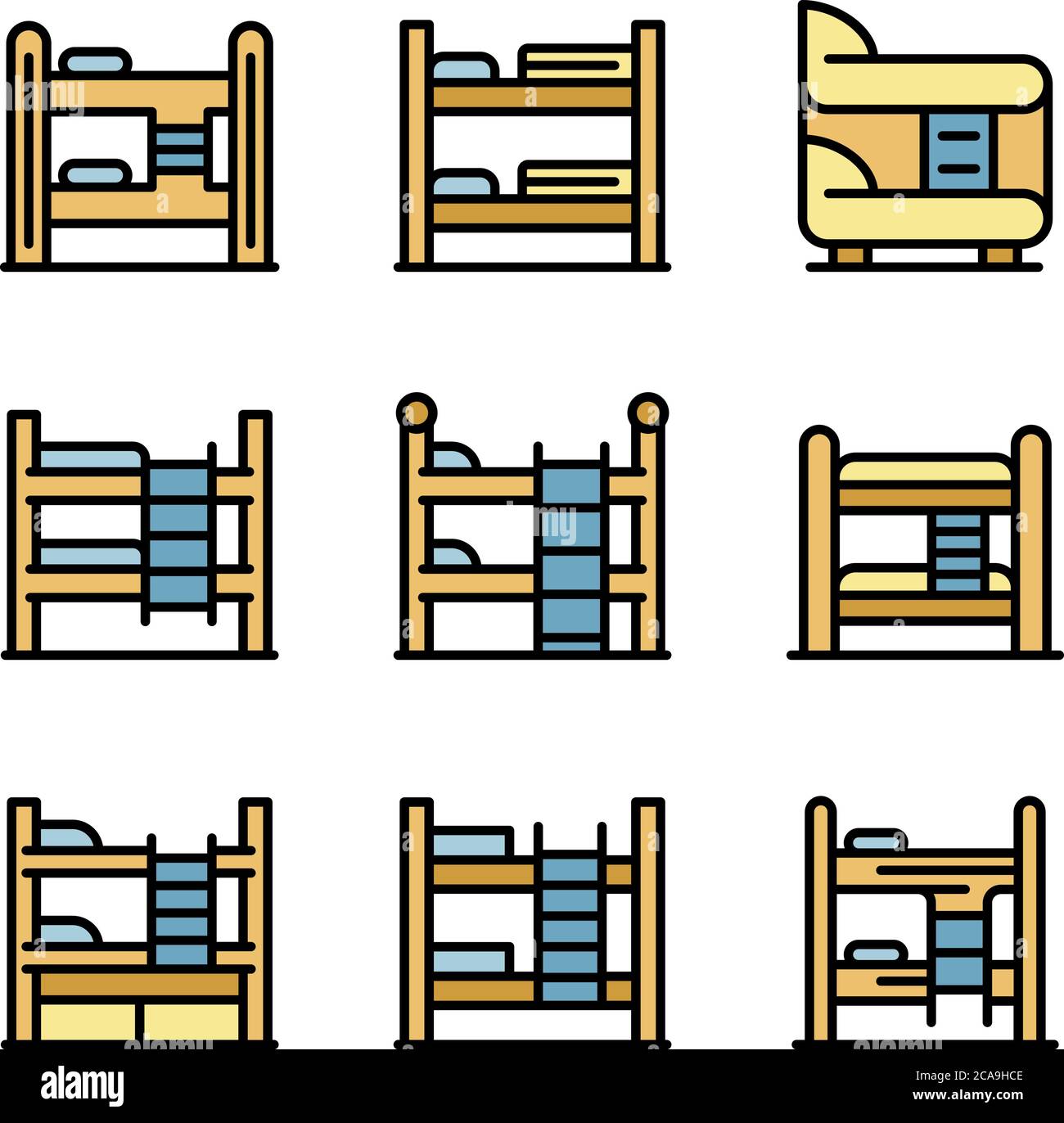 Bunk bed icons set vector flat Stock Vector Image & Art - Alamy