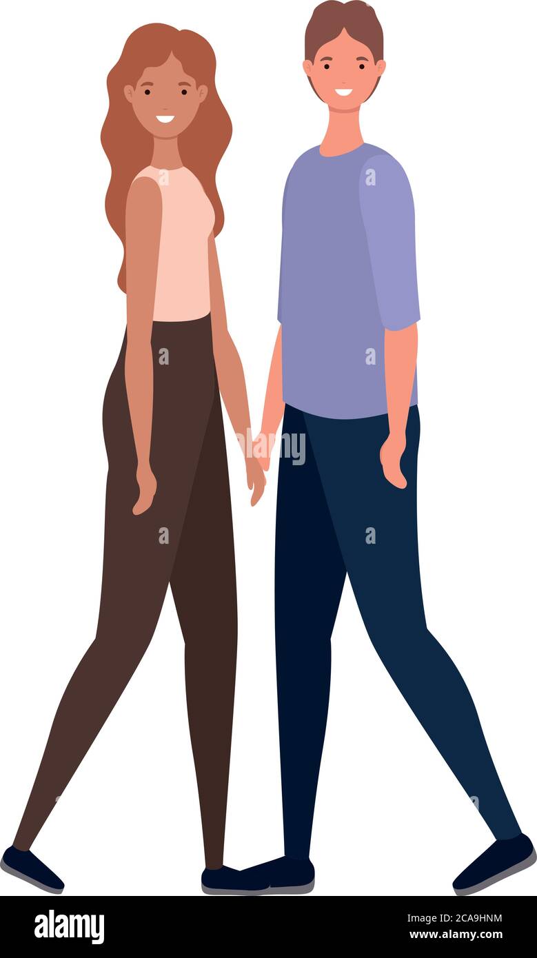 Isolated couple of woman and man avatars cartoons design, Person people ...