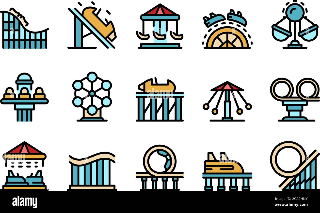 Roller coaster icons set vector flat Stock Vector Image & Art - Alamy