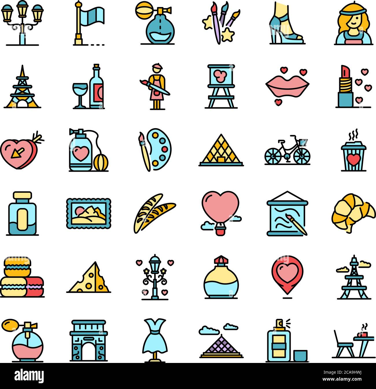 France map color line Cut Out Stock Images & Pictures - Alamy