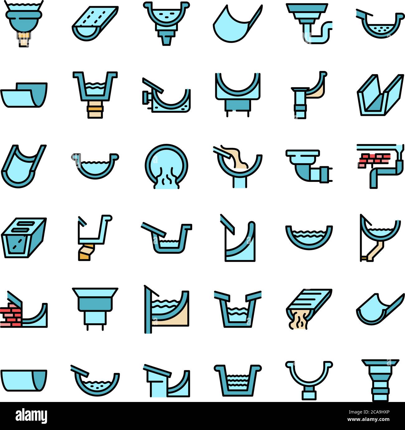 Gutter icons set vector flat Stock Vector Image & Art - Alamy