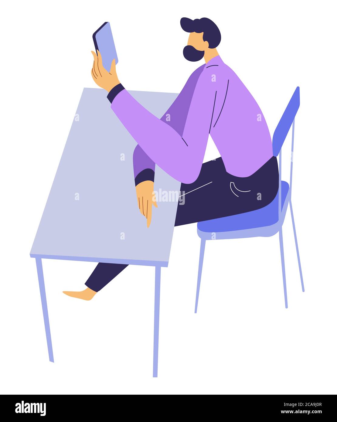 Bored man looking at screen of smartphone vector Stock Vector Image ...