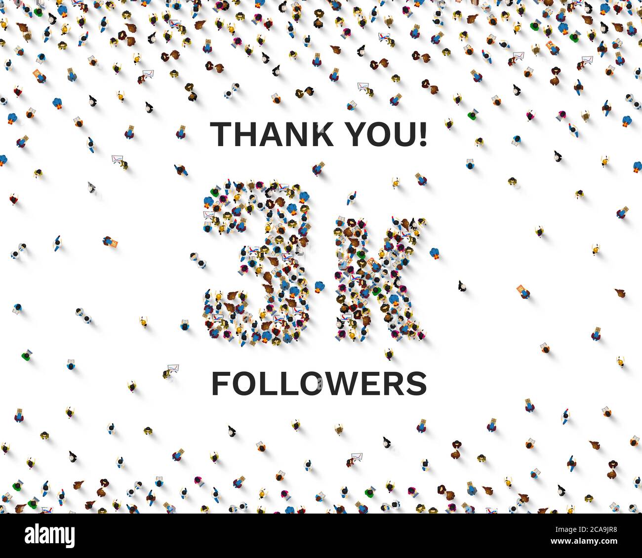 Thank you followers peoples, 3k online social group, happy banner ...