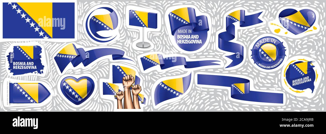 Vector set of the national flag of Bosnia and Herzegovina Stock Vector ...