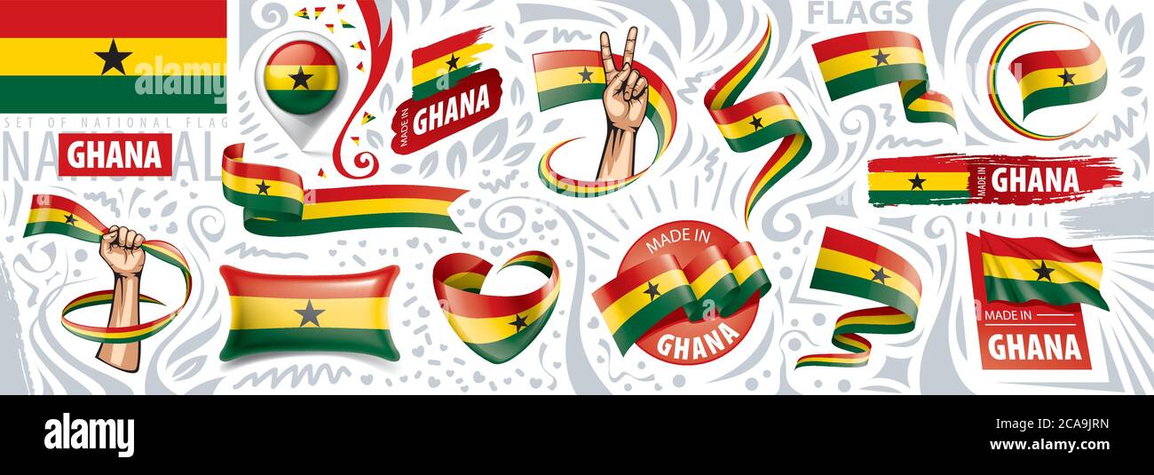 Vector set of the national flag of Ghana in various creative designs ...