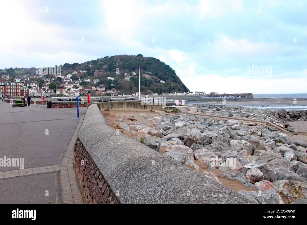 A view of Porlock hill on Exmoor from the esplanade at Minehead in ...