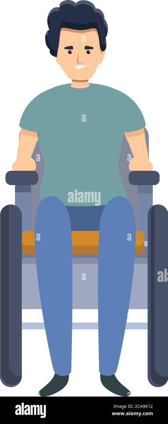 Boy in wheelchair icon. Cartoon of boy in wheelchair vector icon for ...