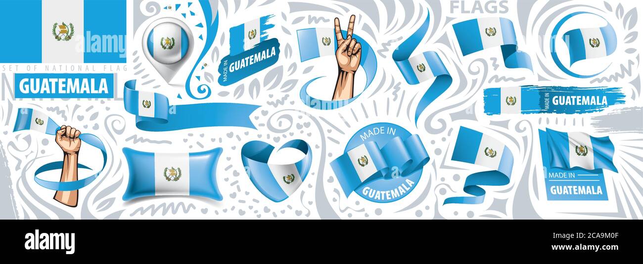 Vector set of the national flag of Guatemala in various creative ...