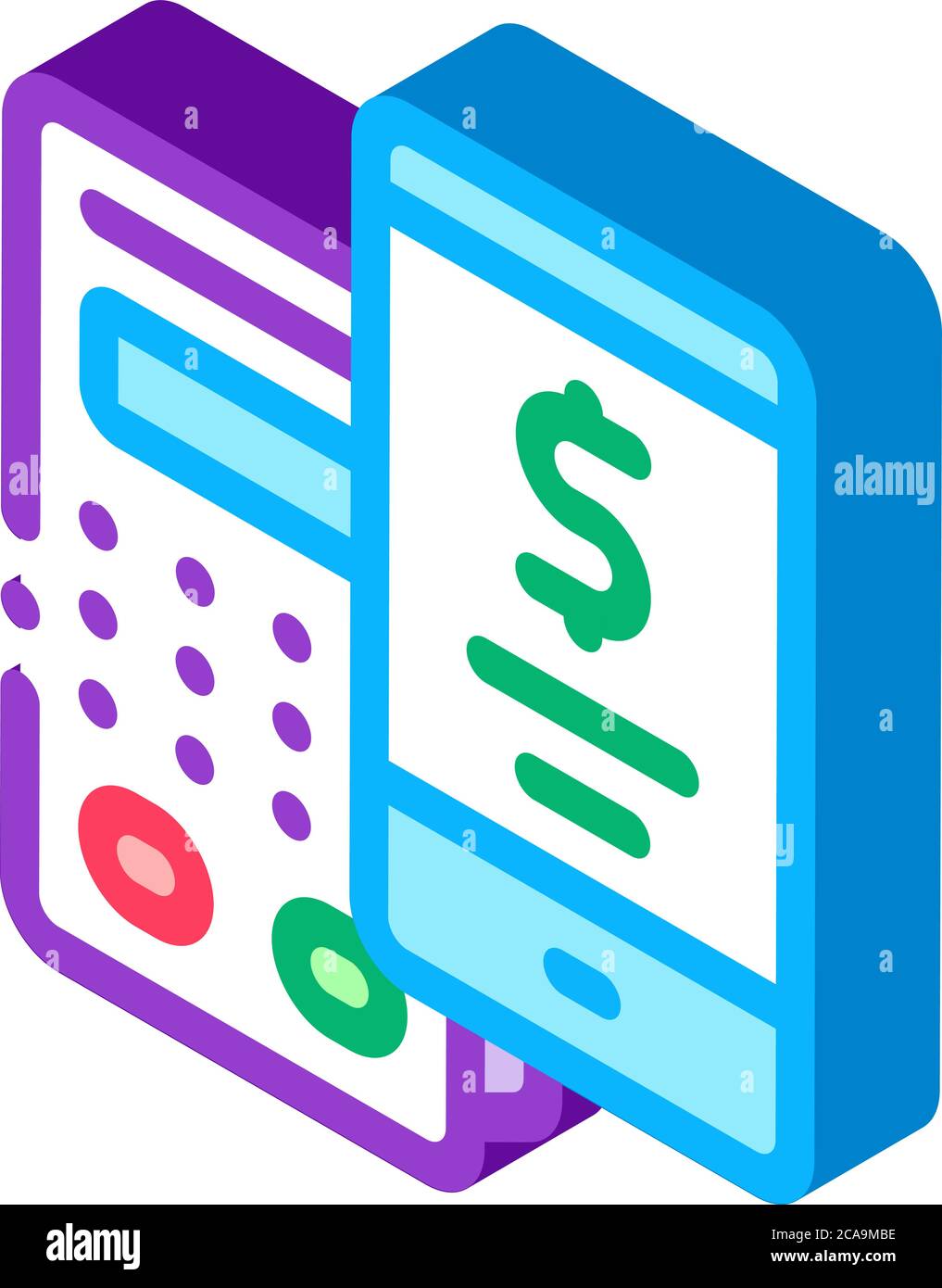 pos terminal smartphone payment app isometric icon vector illustration ...