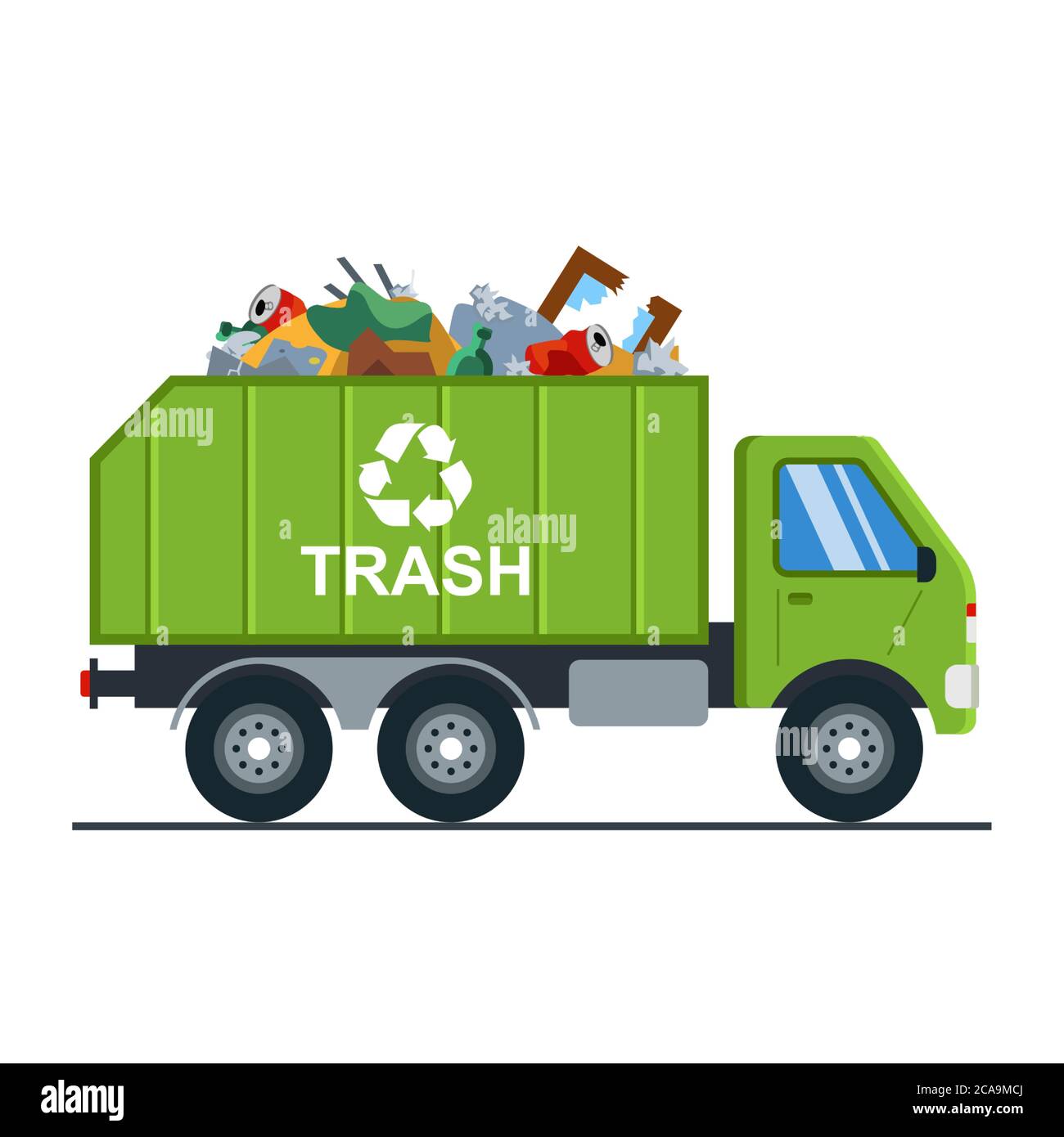 garbage truck with garbage goes to the landfill. waste recycling ...