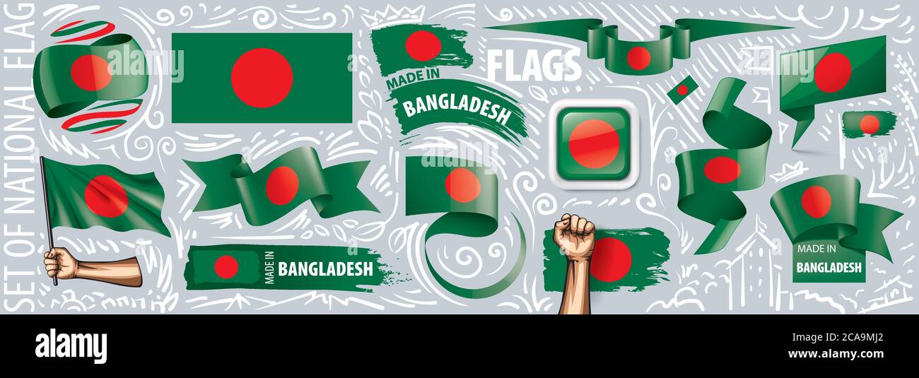 Vector set of the national flag of Bangladesh in various creative ...