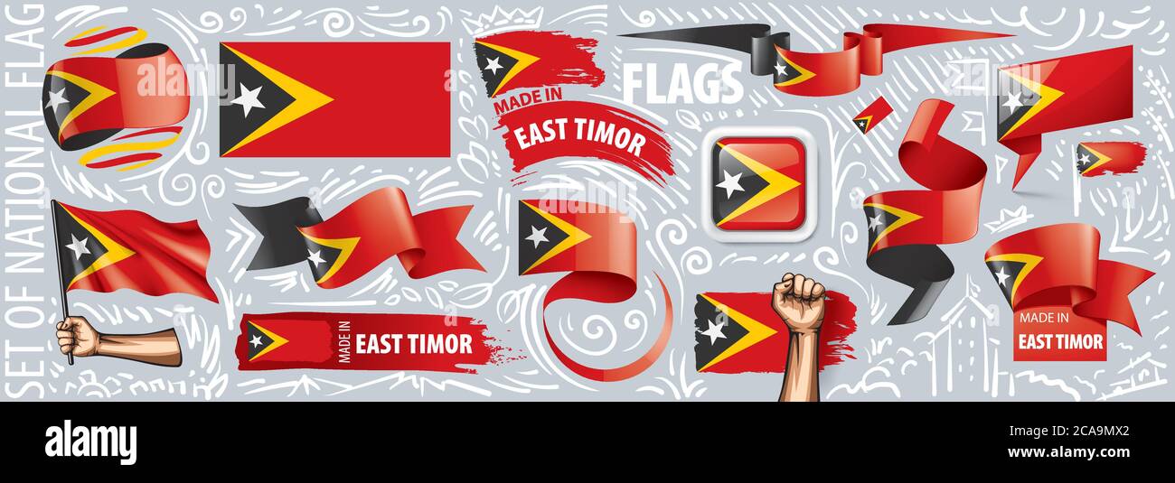 Vector set of the national flag of East Timor in various creative ...