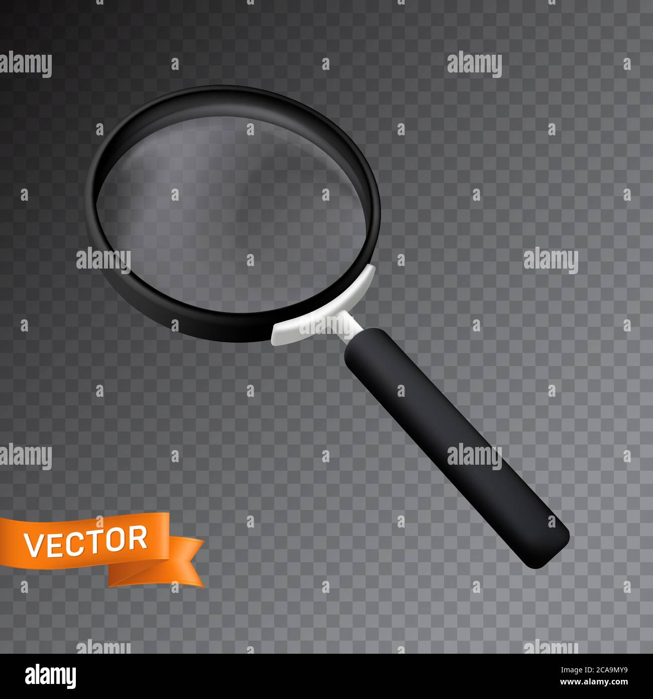 Magnifying glass with dark handle. 3D realistic vector illustration ...