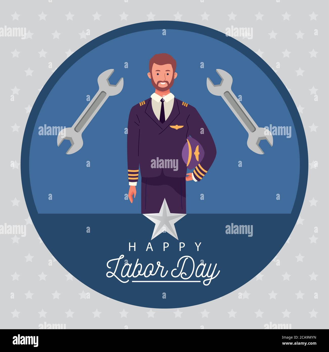 happy labor day celebration with airplane pilot worker vector ...