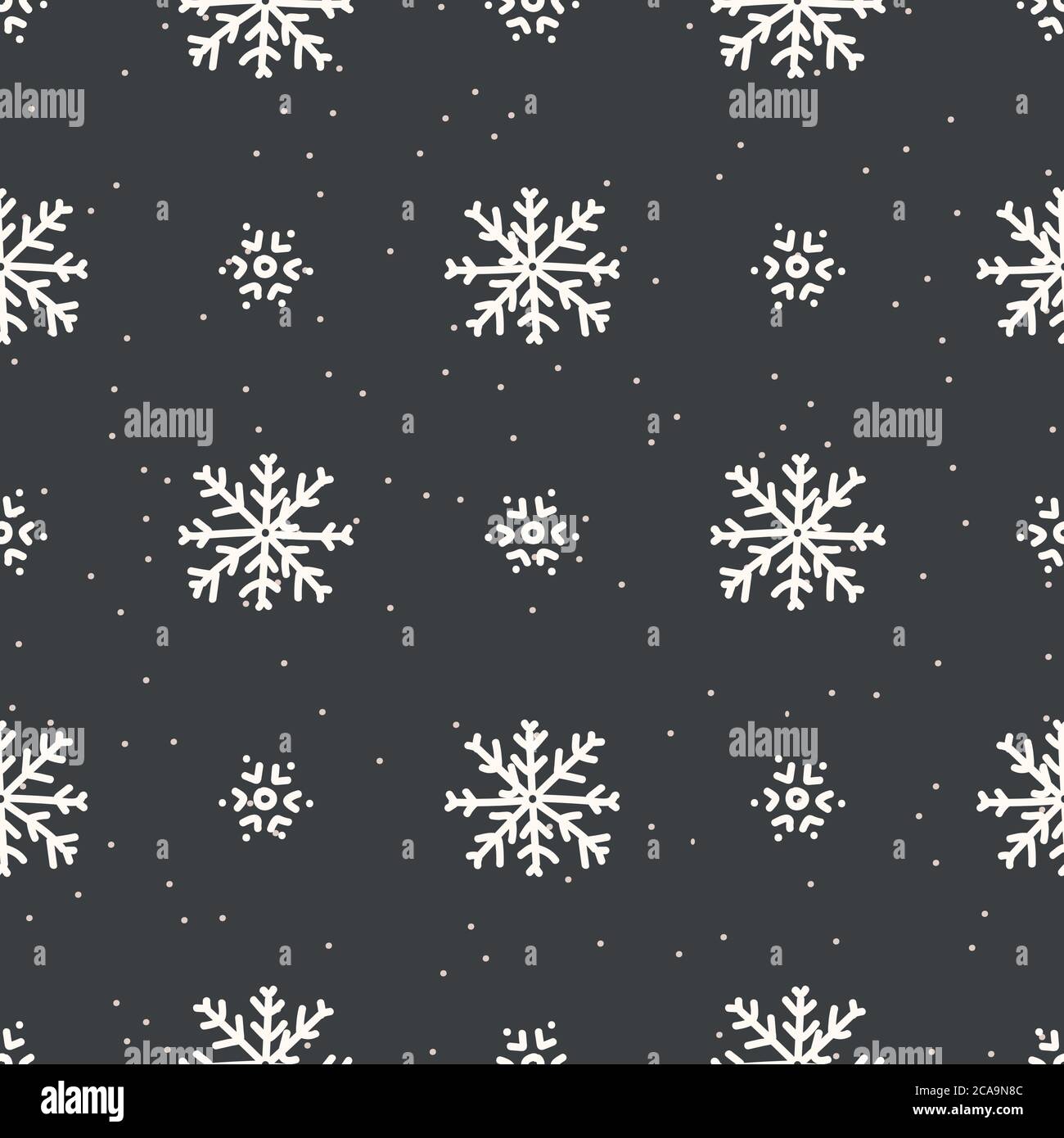 Seamless winter snowflake holiday background. Simple snow monochrome ...
