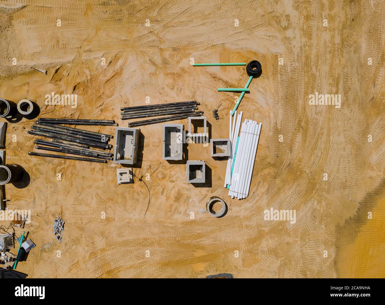 An aerial view of the urban sewerage infrastructure and underground ...