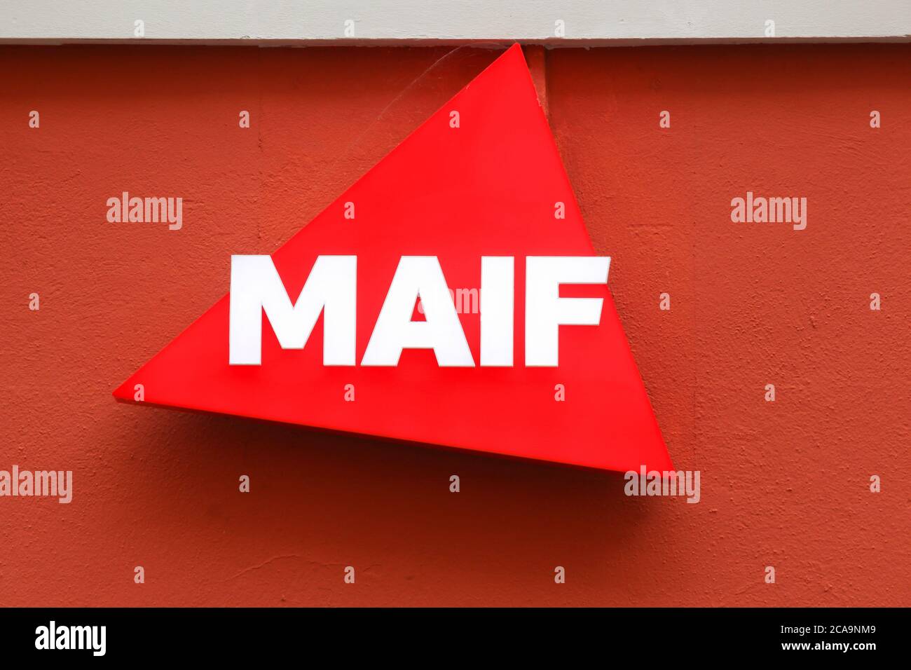 Grenoble, France - September 10, 2019: MAIF logo on a wall. MAIF is a ...