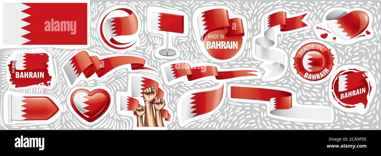 Vector set of the national flag of Bahrain in various creative designs ...