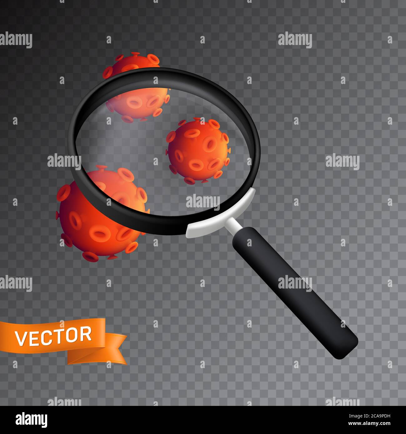 Bacteria or virus cells under the magnifying glass. Vector illustration ...