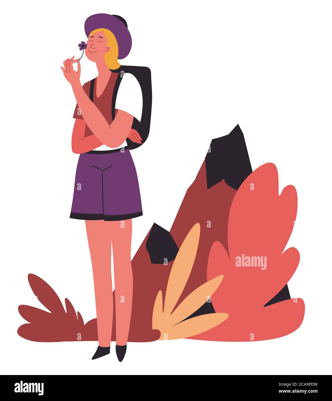 Introvert traveling alone, woman enjoying nature and mountains Stock ...