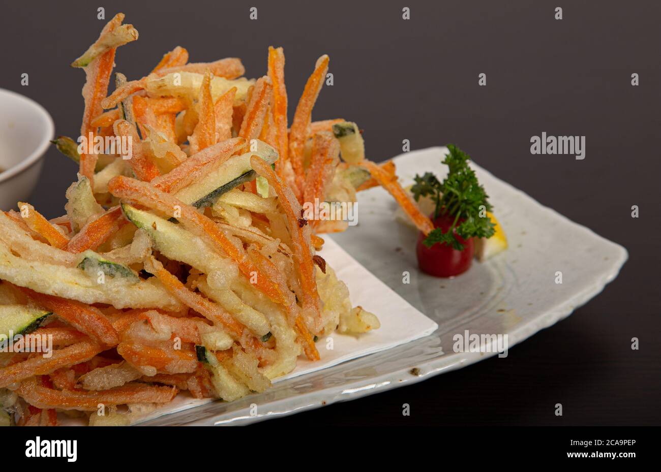 Japanese tempura with fresh vegetables fried in a light batter Stock ...