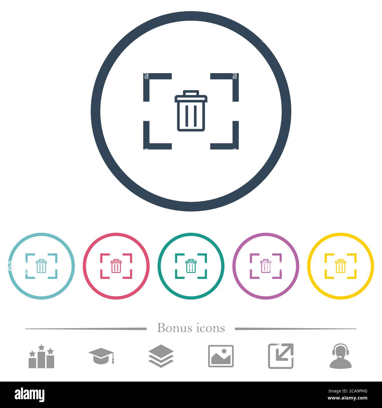 Delete image from camera flat color icons in round outlines. 6 bonus ...