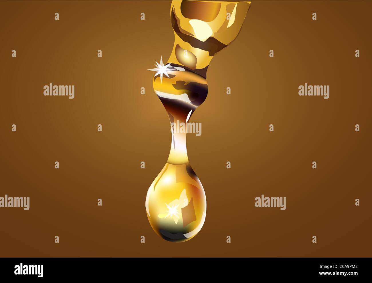 Transparent glass pipette with a golden liquid dripping. Vector Stock ...