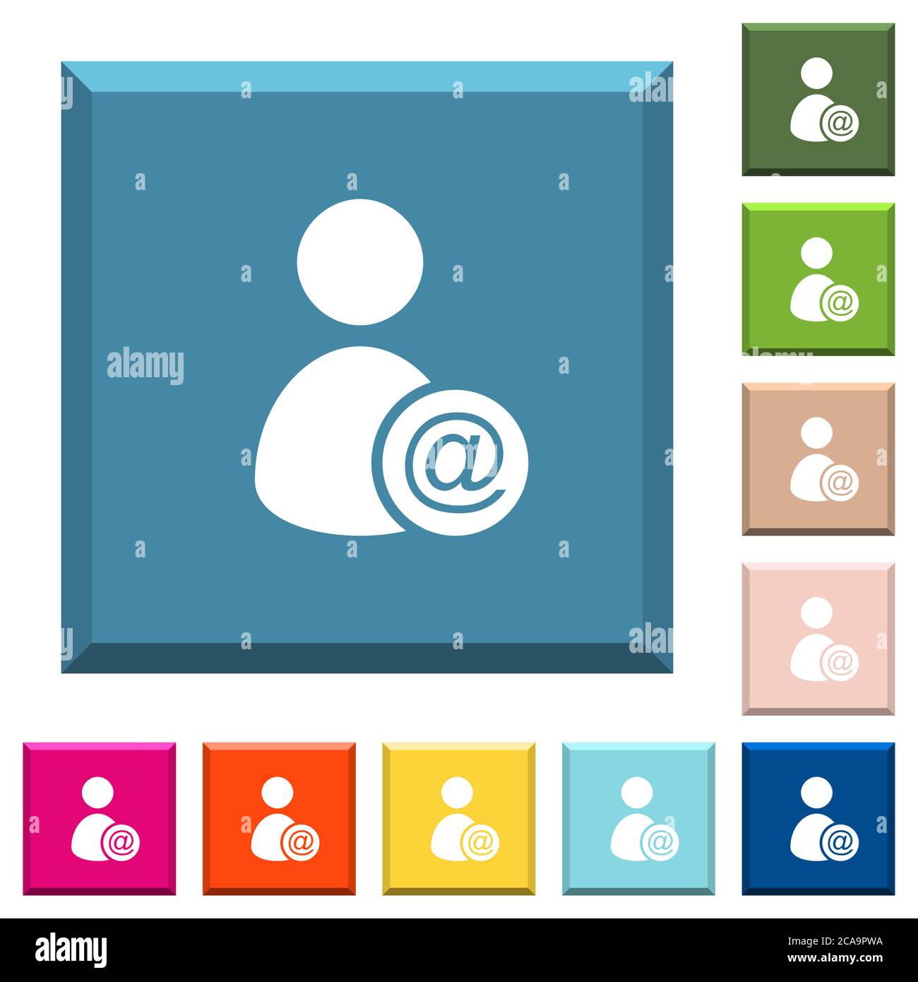 Send user data as email white icons on edged square buttons in various ...