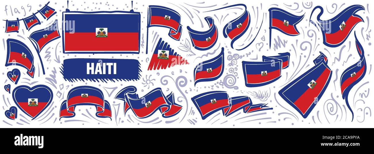 Vector set of the national flag of Haiti in various creative designs ...