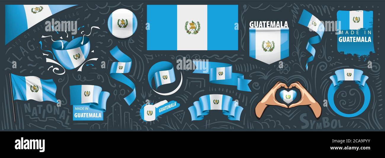 Vector set of the national flag of Guatemala in various creative ...