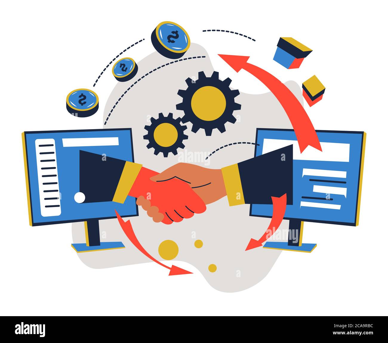 Online interaction with partners, partnership via internet vector Stock ... Online interaction with partners, partnership via internet vector Stock ...